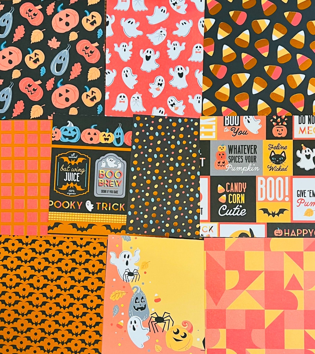 Fun Halloween Cardstock. Paper Pack. Spooky Ephemera. Scrapbook Paper ...