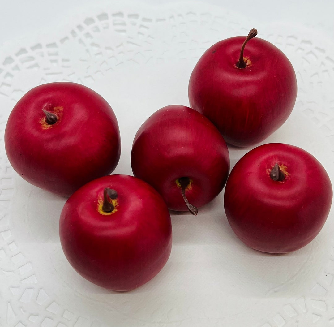 Set of 5 Fake Artificial Apples. Kitchen Fake Fruit. Faux Apple ...