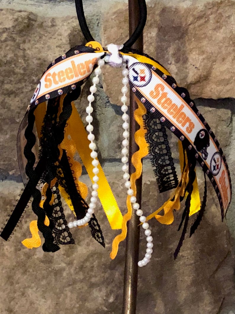 Pittsburgh Steelers Elastic Ponytail Streamer Bow. Steelers | Etsy