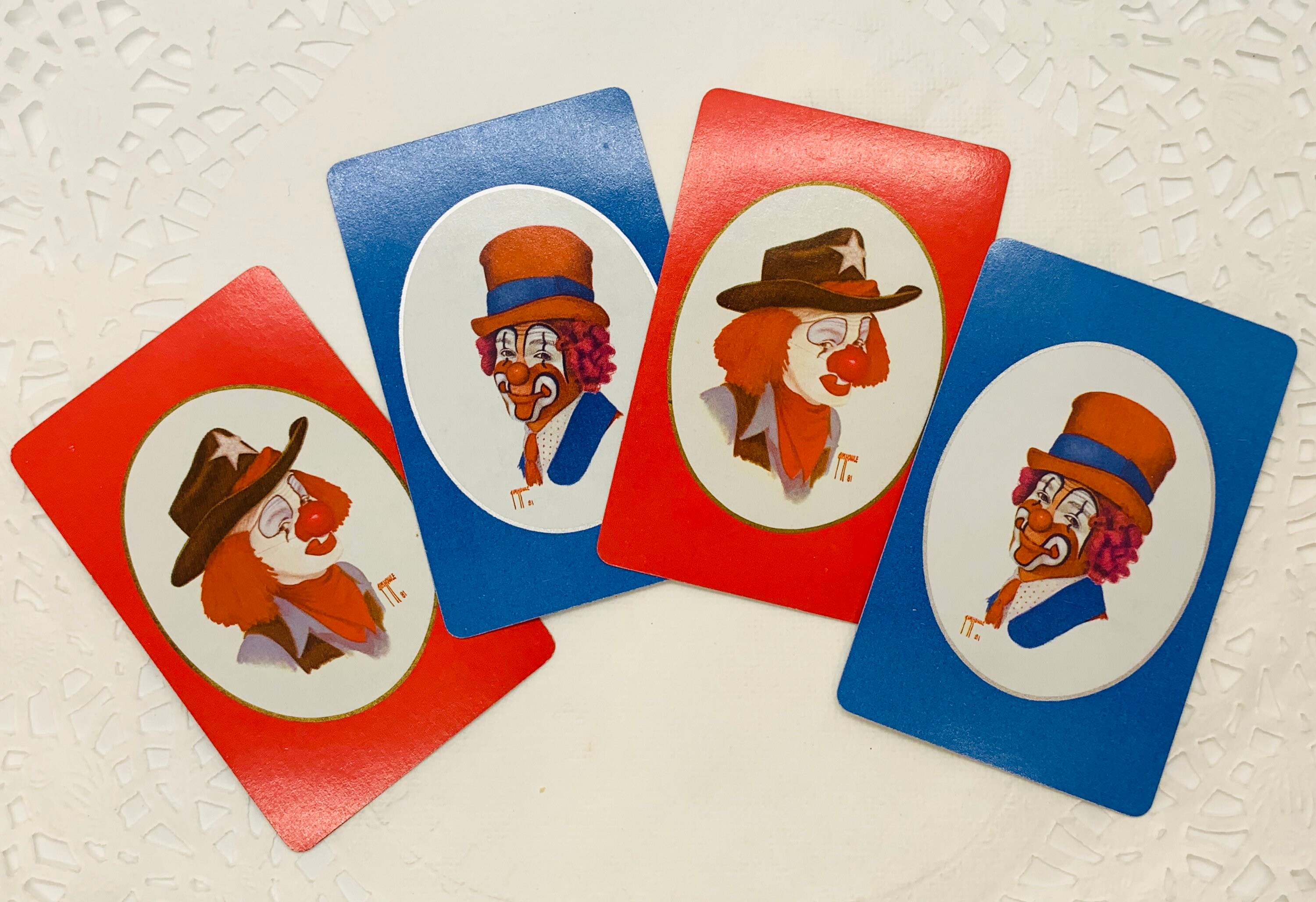 Set of 4 Individual VINTAGE Clown Playing Cards. Ephemera. - Etsy UK