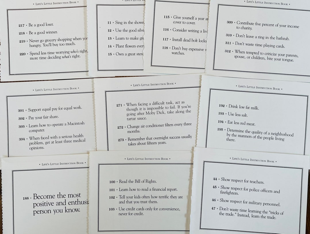 Set of 10 Life's Little Instruction Book Pages. Inspirational Crafting ...