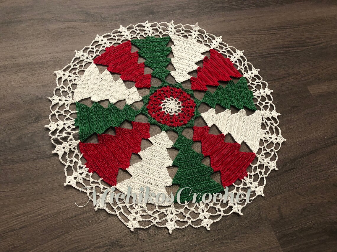 Colorful Christmas Tree Handmade Crochet Doily Holiday Decor - Etsy