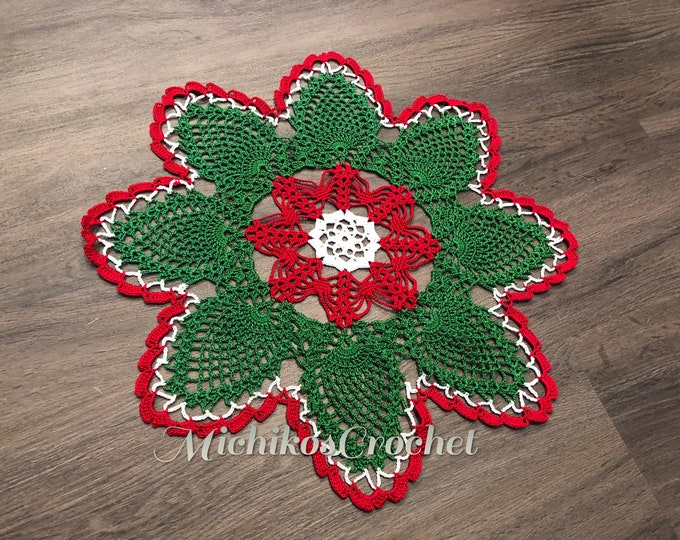 Christmas Color Doily, Handmade Crochet Lace Doily, Housewarming, Home ...