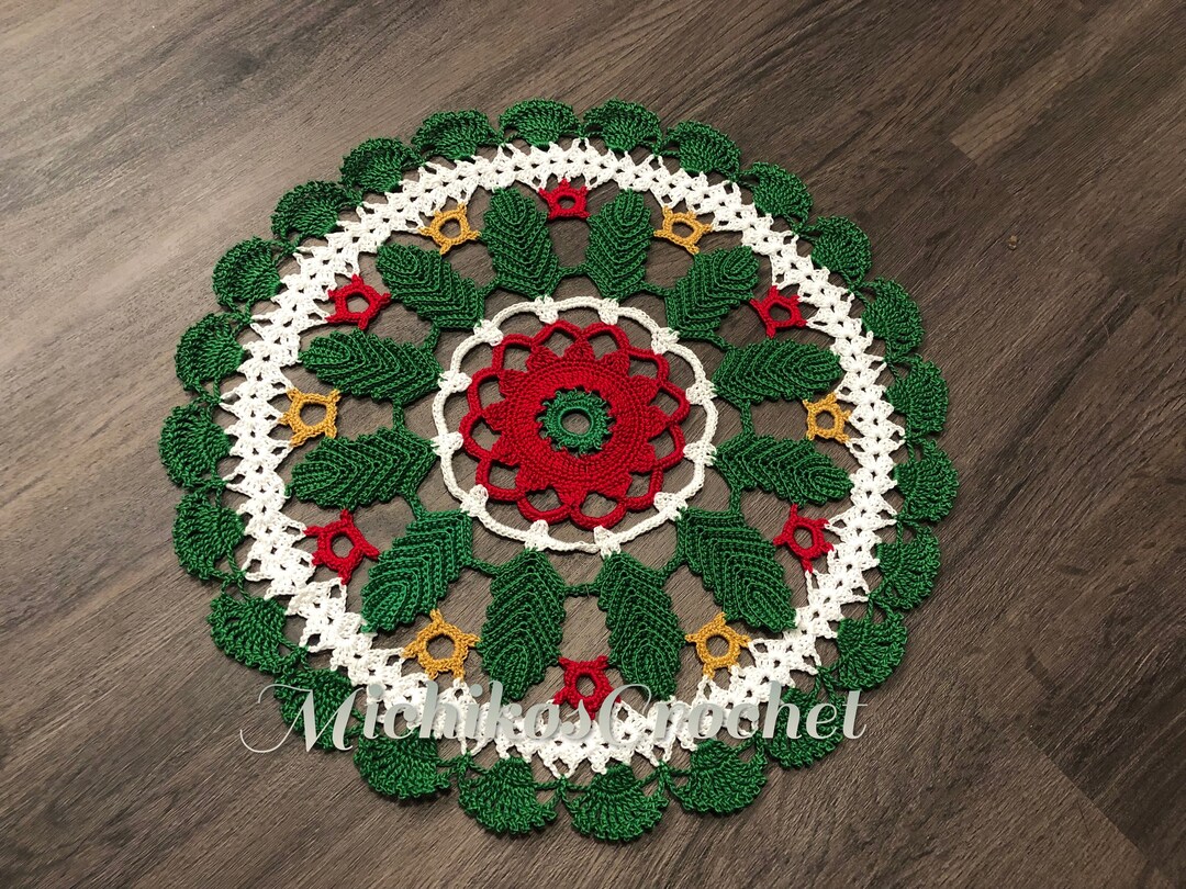Handmade Crochet Christmas Color Doily, Home Decor, Holiday Decor - Etsy