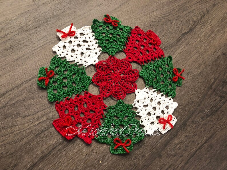 Handmade Christmas Tree Crochet Colorful Doily, Home Decor, Holiday ...