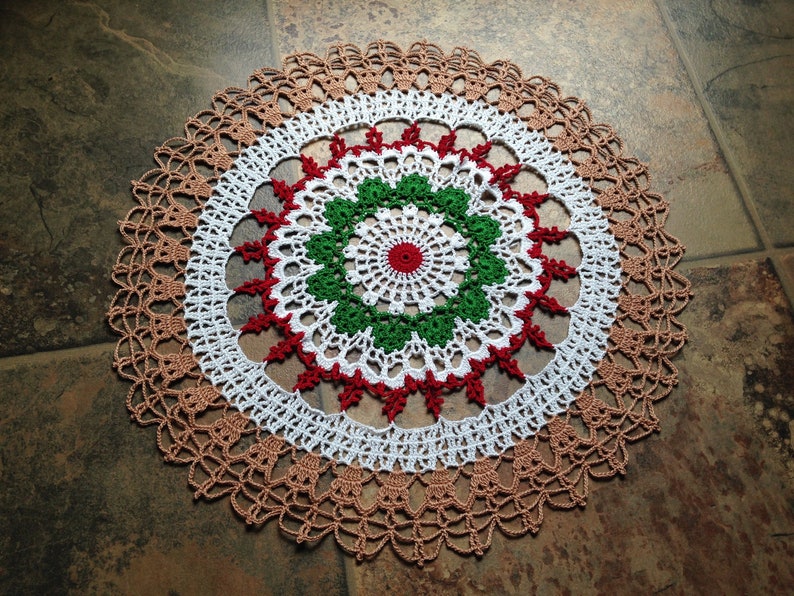 Holiday doily reindeer christmas doily handmade crochet | Etsy