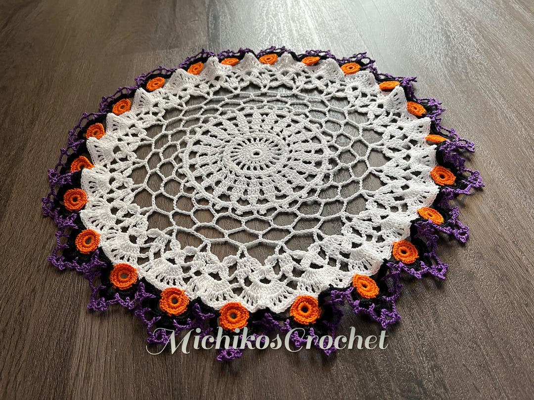 Handmade Halloween Ruffle Edging Crochet Doily, Holiday Decor and Gift ...