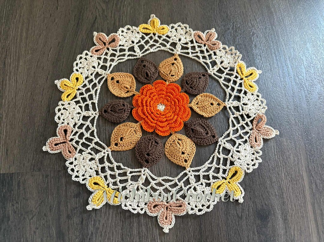 Handmade Crochet Fall Color Doily, Crochet Leaves, Home Decor, Unique ...