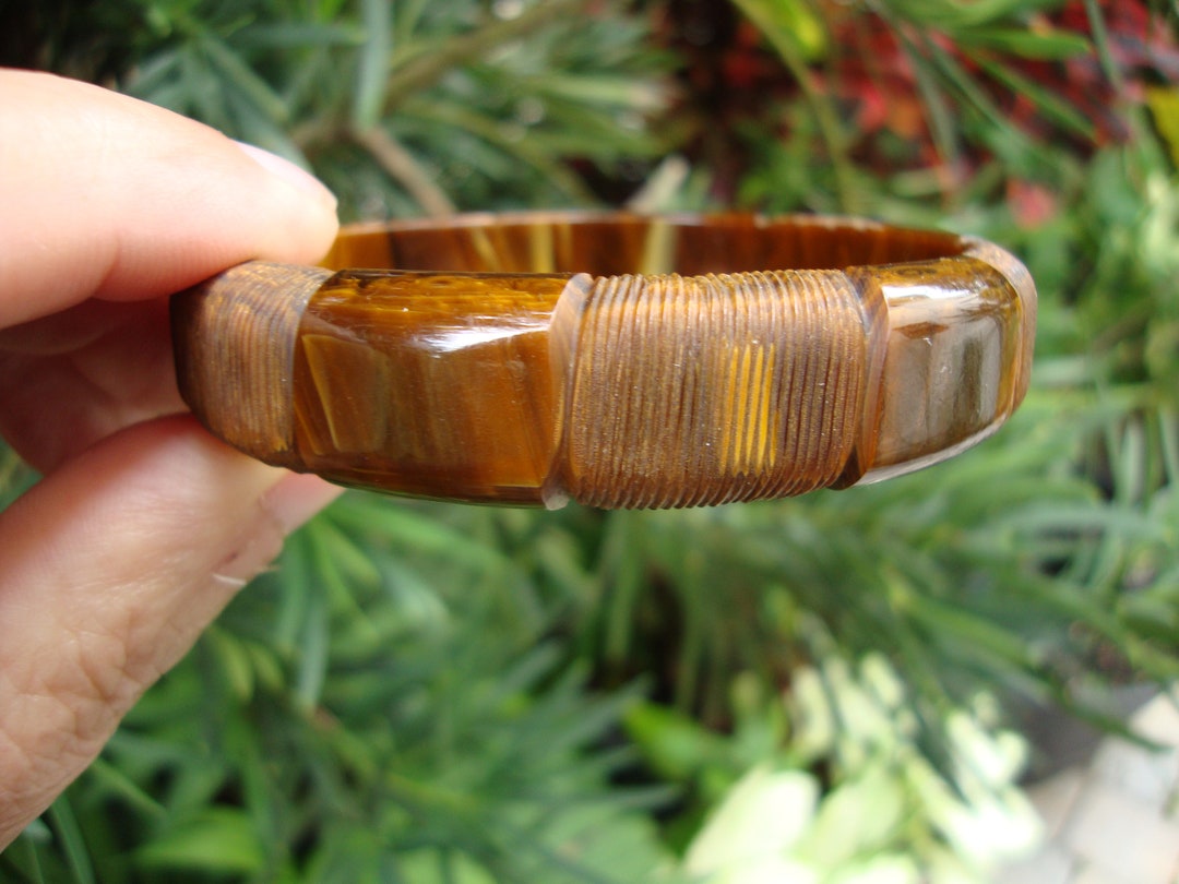 Vintage 5/8 Marbled Brown Bakelite Bracelet Cut Back Vertical Slash ...