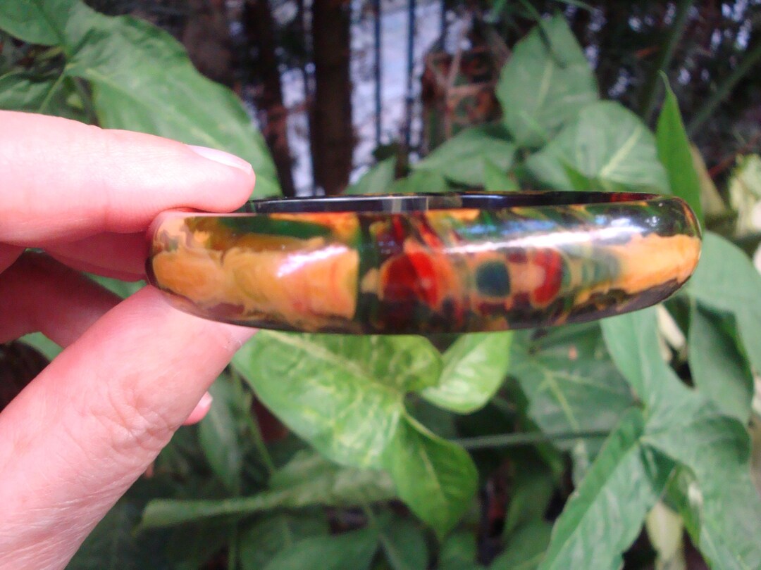 Vintage End of Day Bakelite Bangle: Mottled Colors, Collectible Jazz ...
