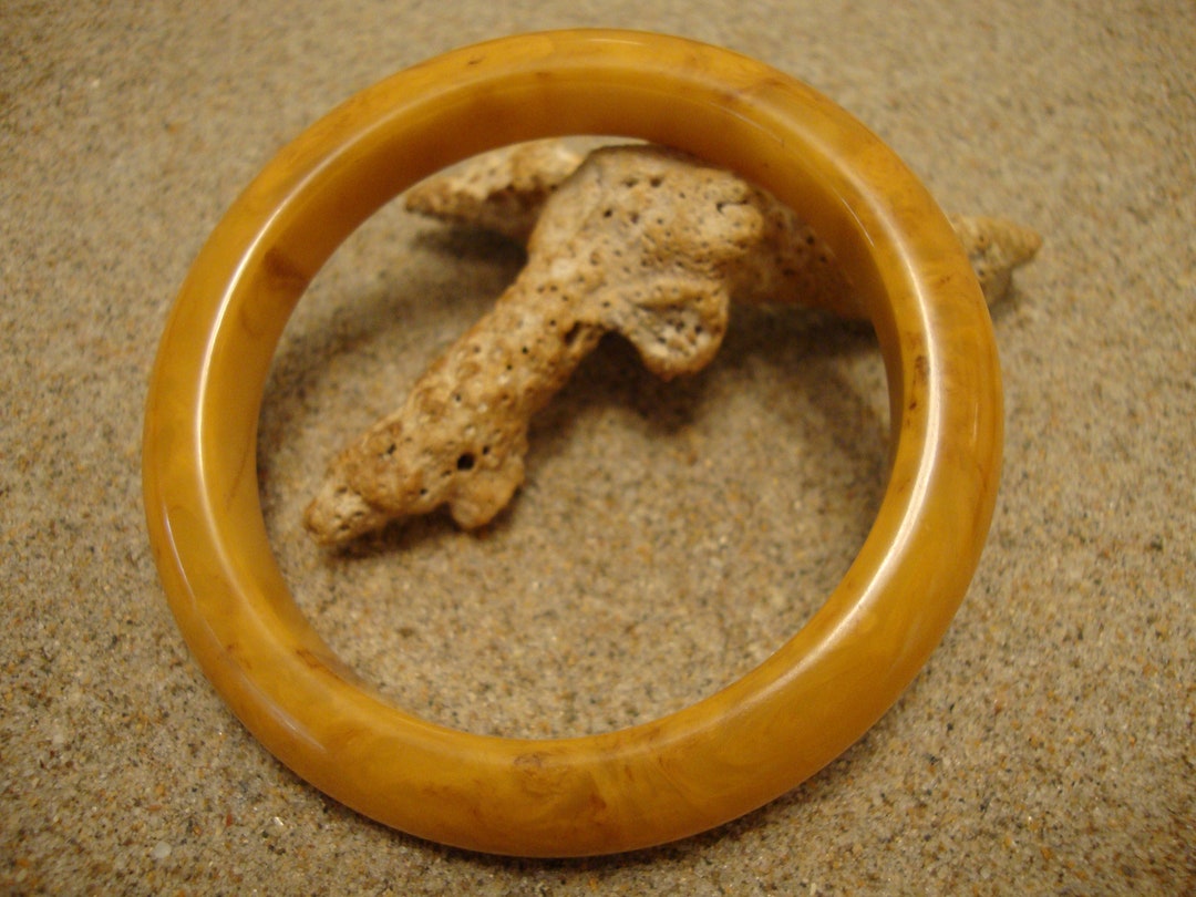 Vintage Bakelite Bangle Bracelet: Mottled Banana Brown Cream - Etsy