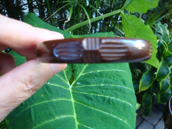 Vintage 1/2" Chocolate Brown Bakelite Bracelet! South… - Gem