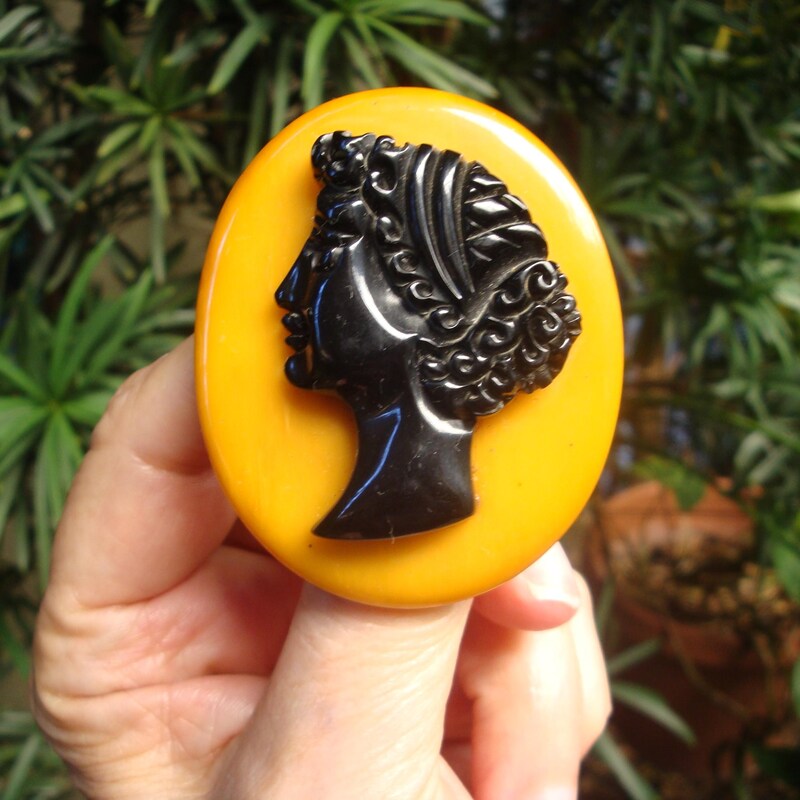 Black Bakelite Cameo - Etsy