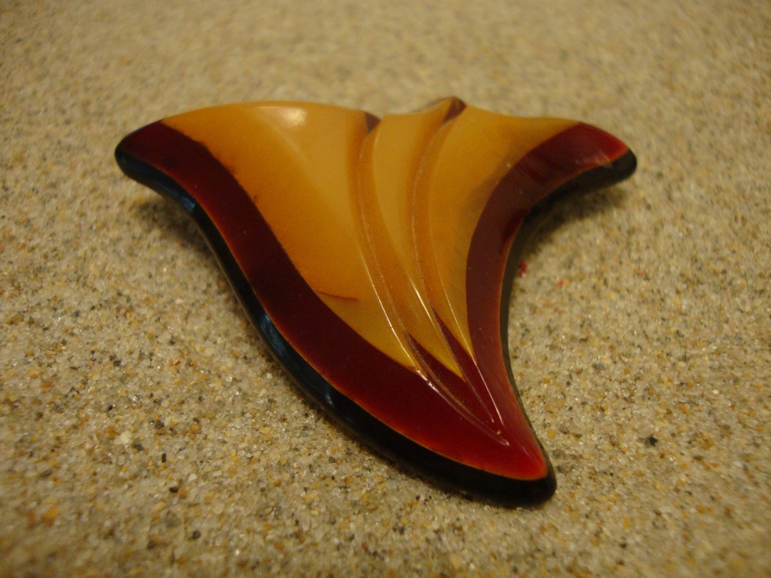 Vintage Abstract Bakelite Laminated Brooch! Purple/amber/butterscotch ...