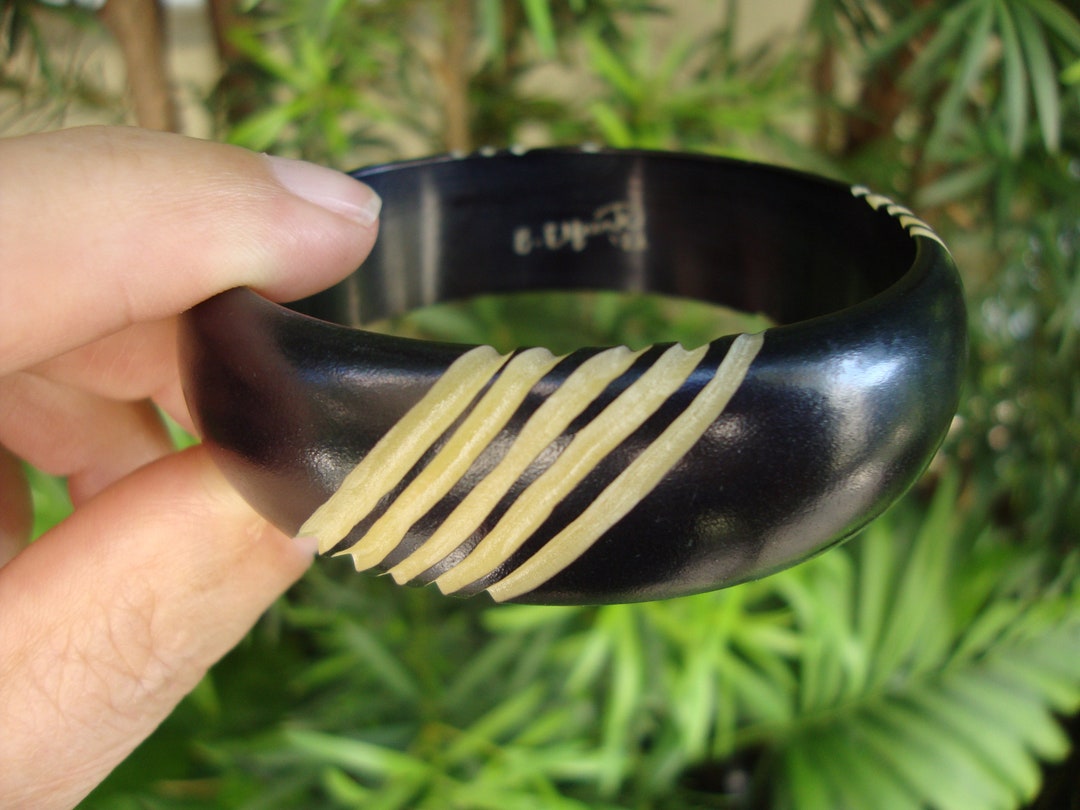 Signed Brad Elfrink 3/4" Overdyed Bakelite Bracelet! Diagonal Slash ...