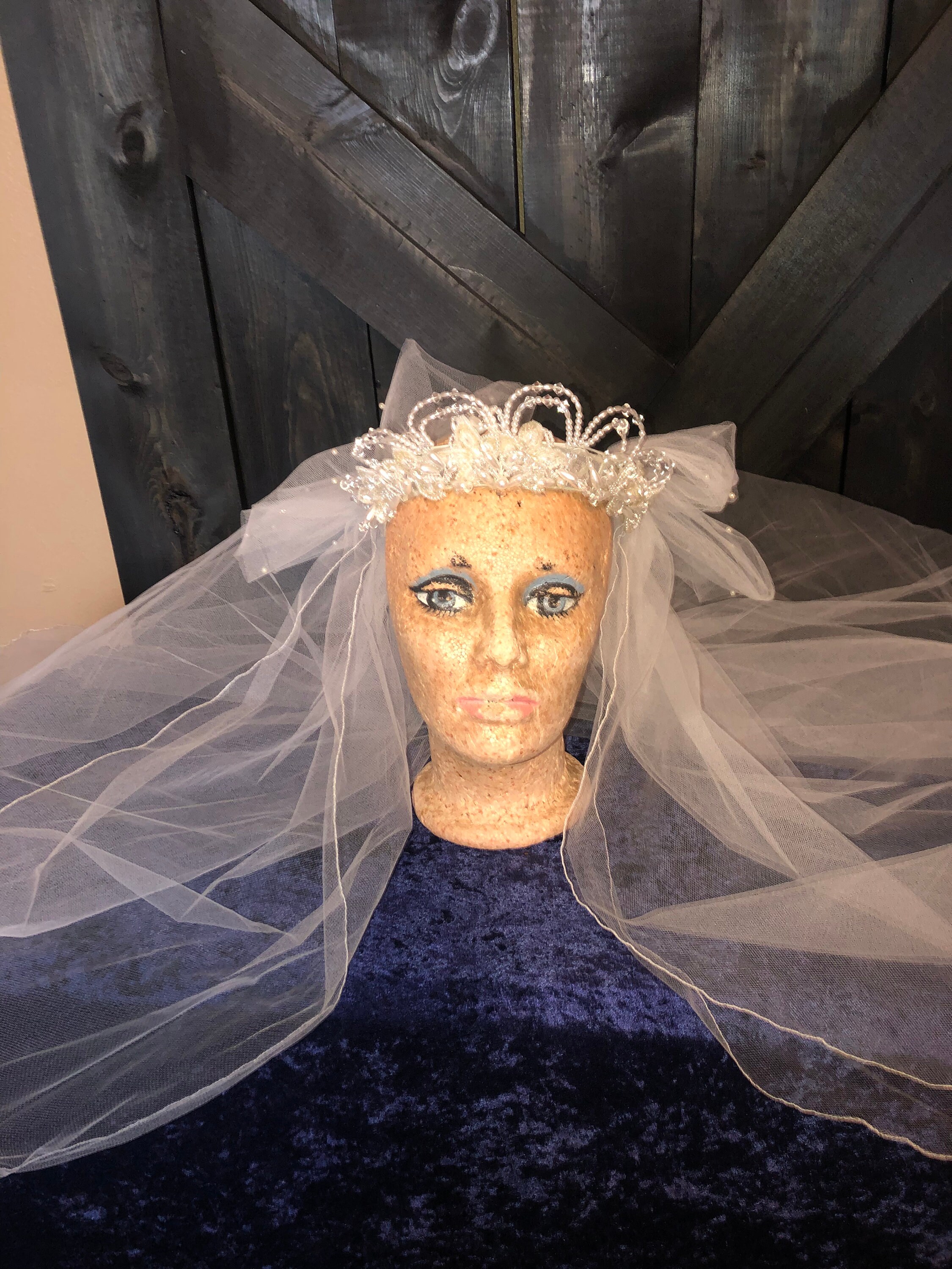 Beautiful 1980s Wedding Veil Wax Beads Tiara Crown Double - Etsy
