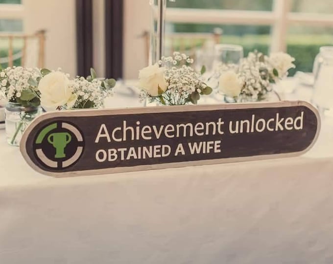 Games Console Sign, Wood Sign, Wedding, Achievement Unlocked - Etsy UK