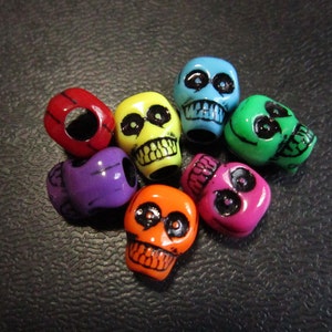 10PCS Colorful Acrylic Skull Dreadlock Beads Dread Hair Braid Jewelry ...