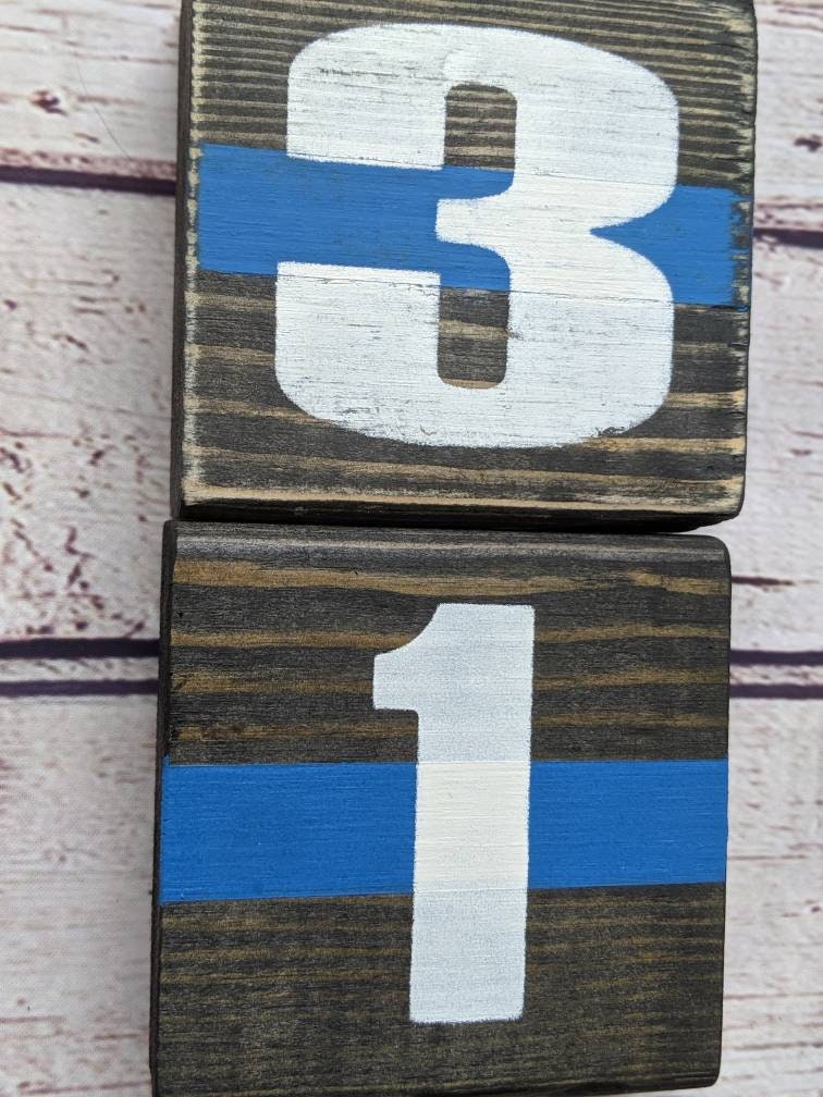 Badge Number Blocks. Law Enforcement Decor. Law Enforcement | Etsy