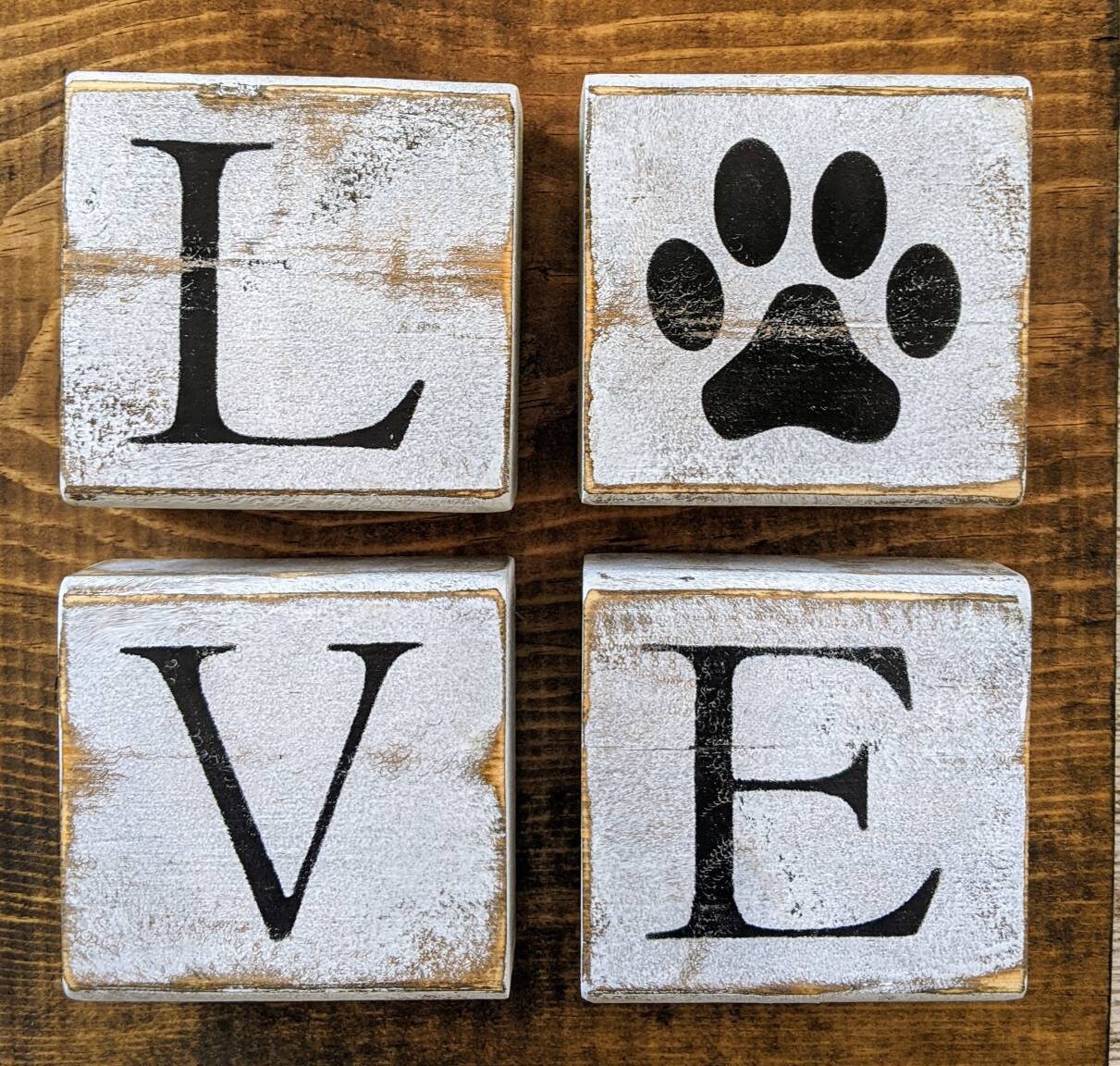 Animal Love Blocks. Paw Print Decor. Cat Blocks. Dog Blocks. - Etsy