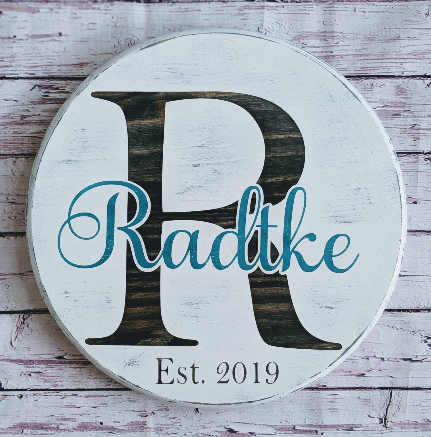 15'' Round Est Sign. Family Sign. Est Sign. Wedding | Etsy