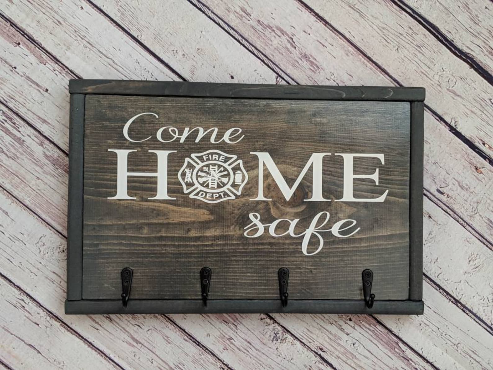 Come Home Safe Firefighter Key Holder. Thin Red Line. - Etsy