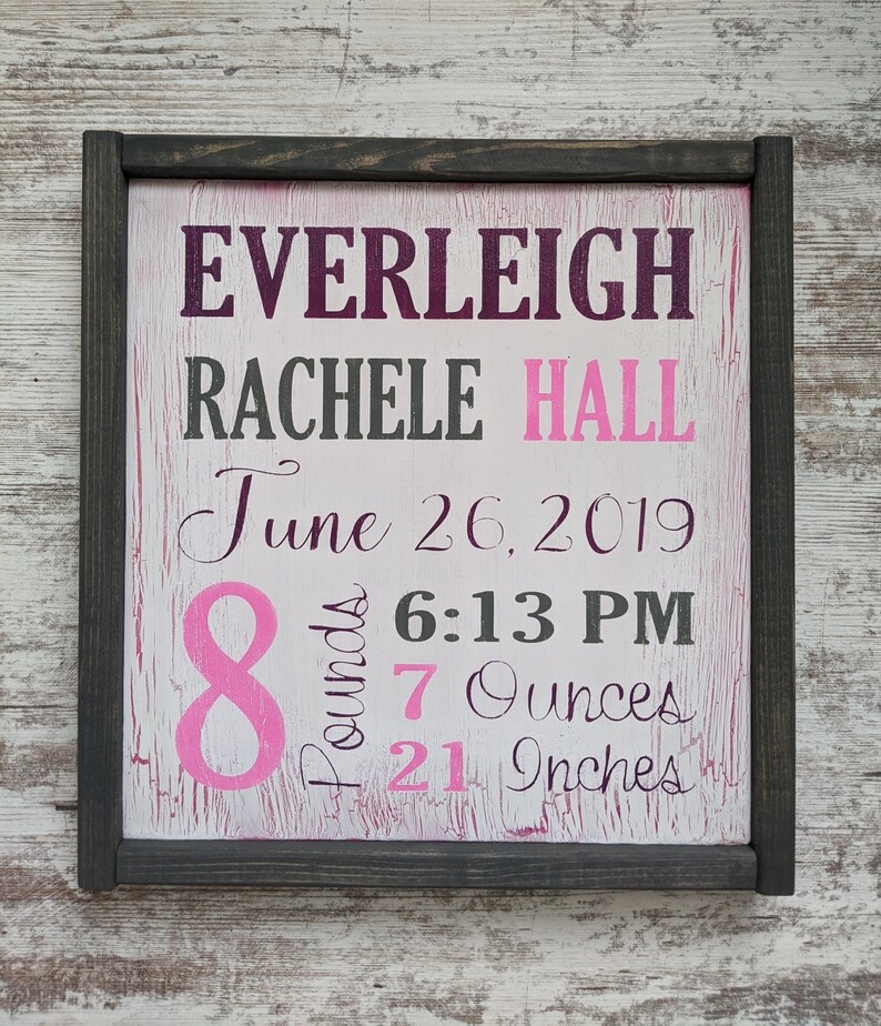 Birth Announcement Sign. Baby Birth Sign. New Born Gift. - Etsy