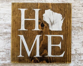 Wisconsin Home Sign | Etsy