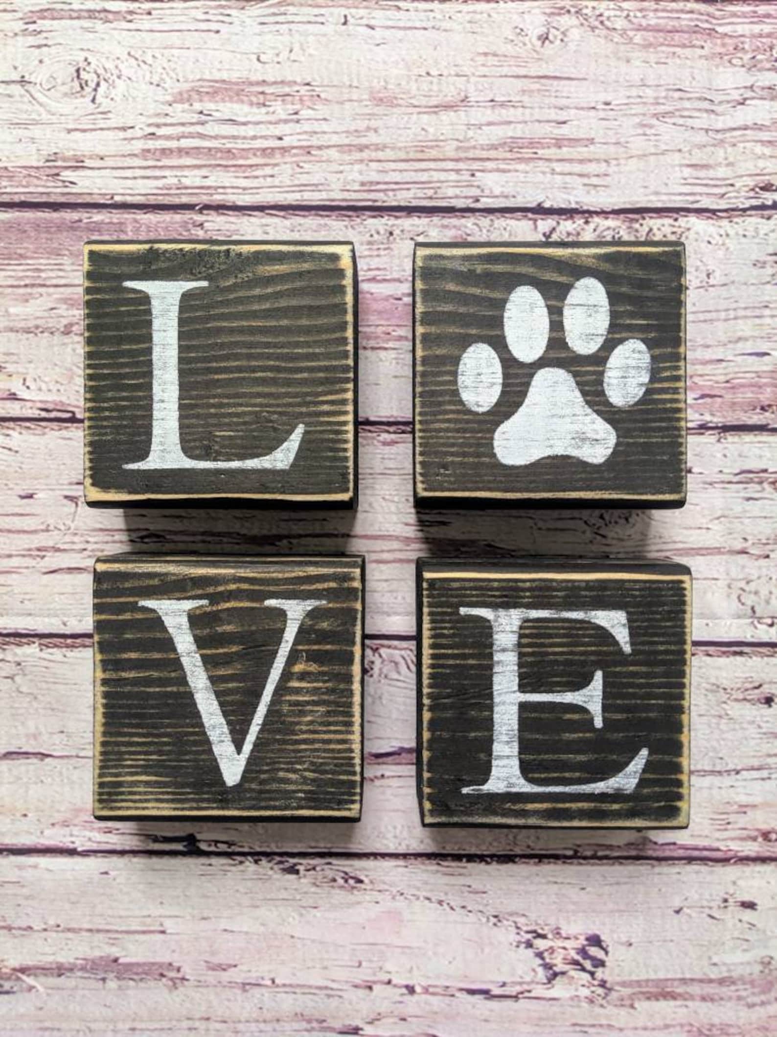 Animal Love Blocks. Paw Print Decor. Cat Blocks. Dog Blocks. - Etsy