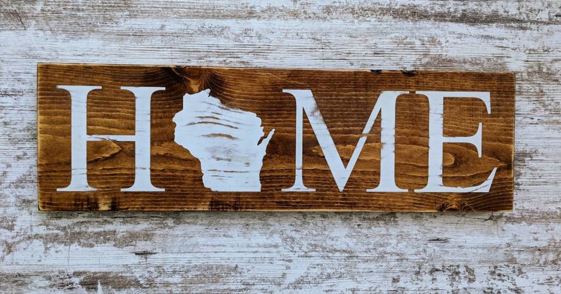 Wisconsin Home Sign. Wisconsin Home Decor. Wisconsin Art. - Etsy
