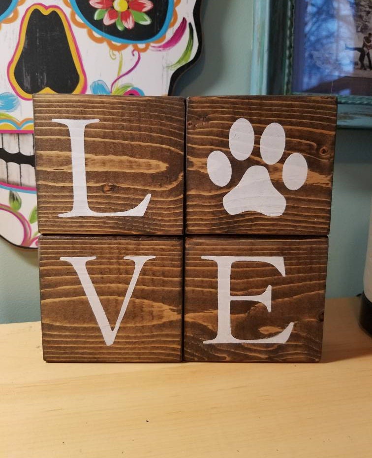 Animal Love Blocks. Paw Print Decor. Cat Blocks. Dog Blocks. Animal Art ...