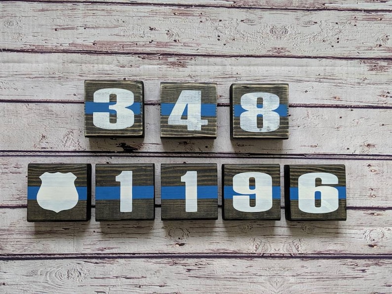 Badge Number Blocks. Law Enforcement Decor. Law Enforcement - Etsy