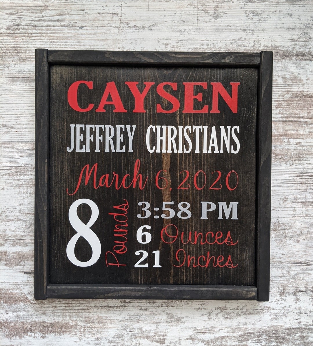 Birth Announcement Sign. Baby Birth Sign. New Born Gift. Personalized ...