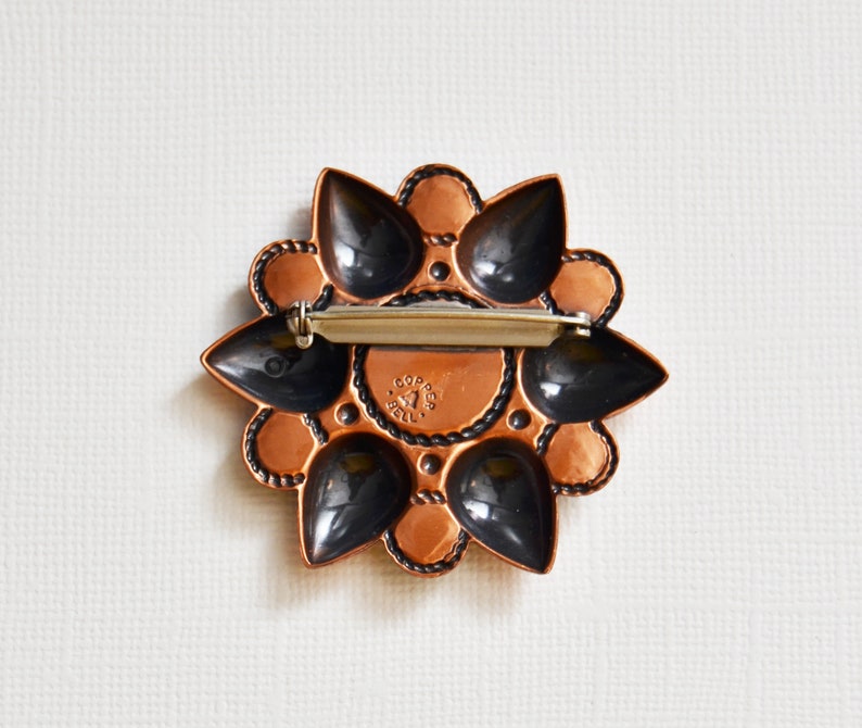 Vintage Bell Trading Post Copper and Faux Turquoise Brooch - Etsy