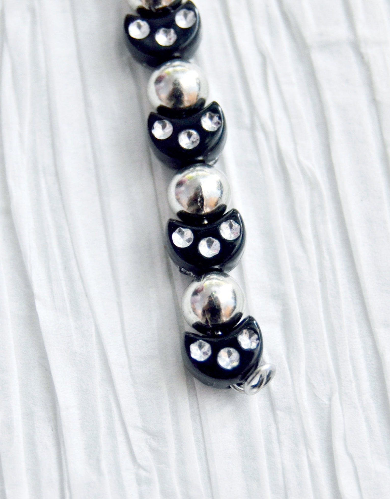 Black and Silver Crescent Moon Keychain Womens Teens - Etsy