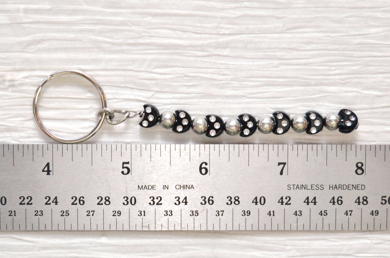 Black and Silver Crescent Moon Keychain Womens Teens - Etsy