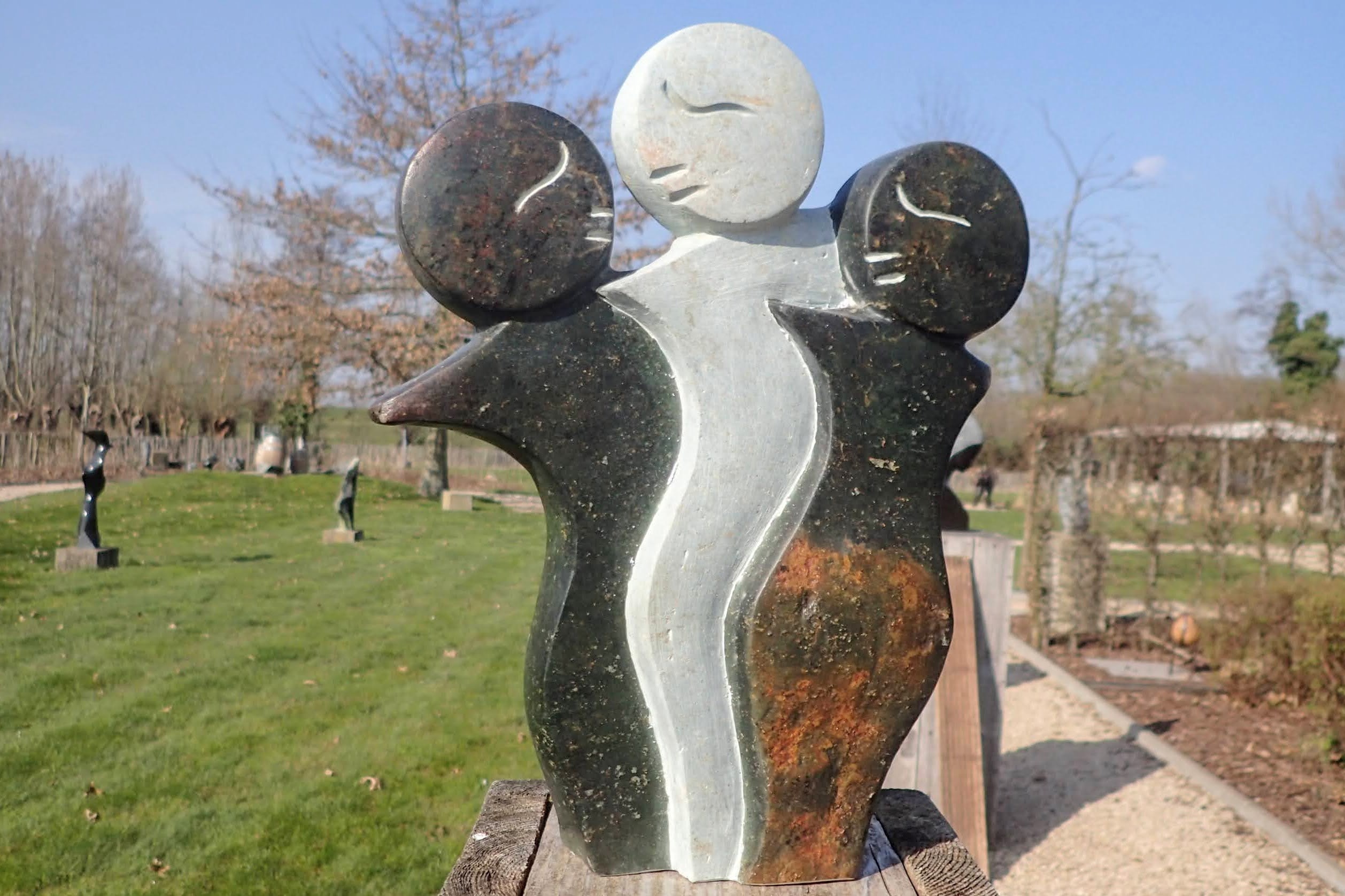 Stone Statue, of 3 Friends, Group of People, Symbol Friendship, Stone ...
