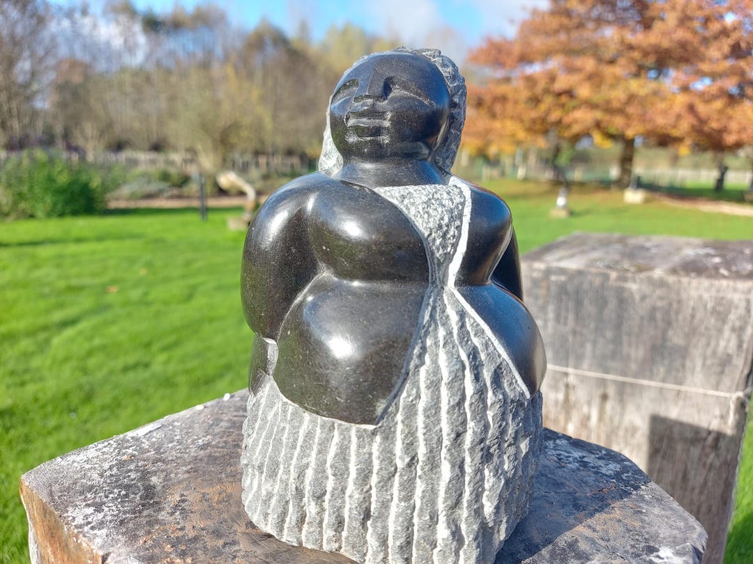 Stone Sculpture Big Mama, Cute Fat Lady, Handcrafted in Zimbabwe, Shona ...