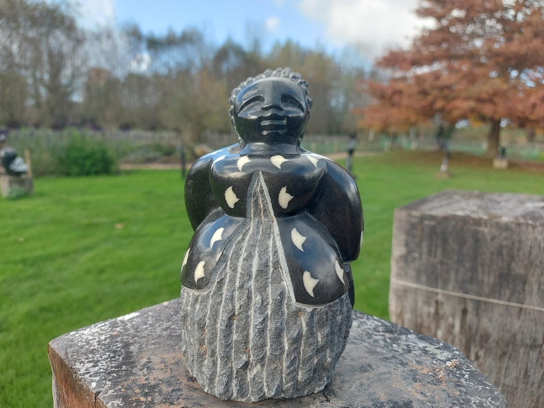 Stone Sculpture Big Mama, Cute Fat Lady, Handcrafted in Zimbabwe, Shona ...