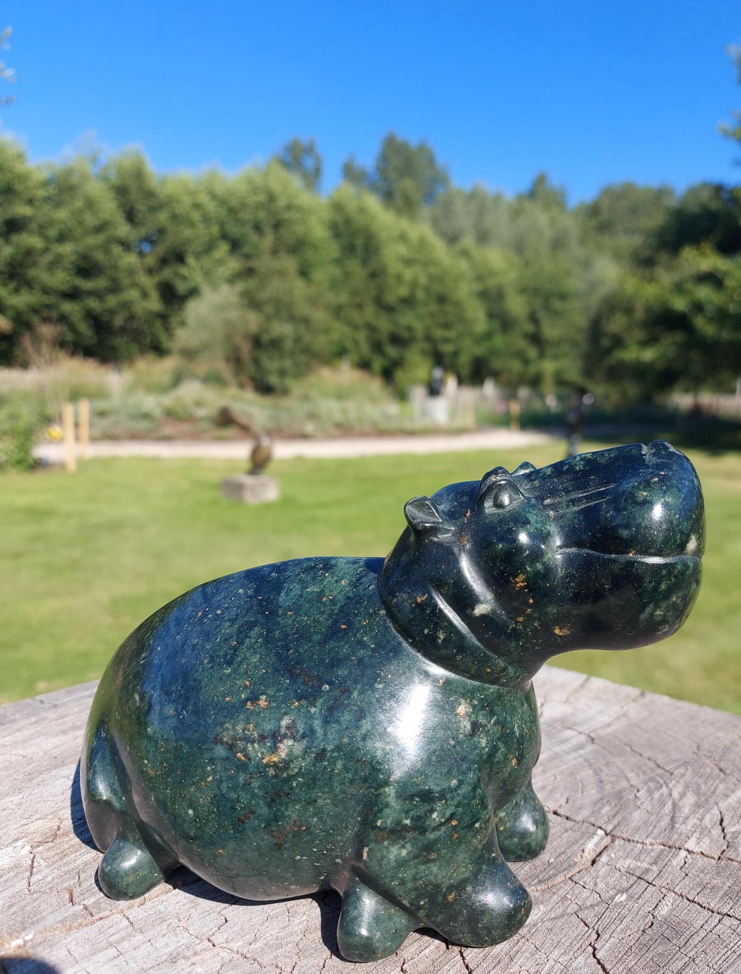Hippo in Stone, Squatting Stone Hippo, Super Cute Sculpture ...