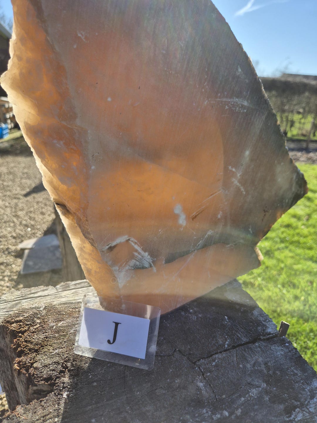 Caramel Coloured Alabaster Stone, Piece of Stone for Sculpting, Disc or ...