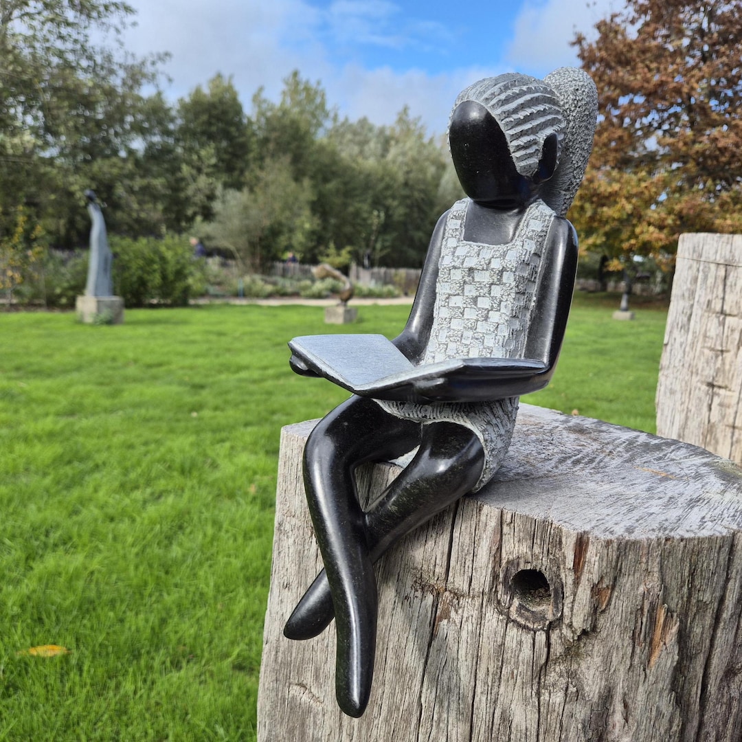 Stone Sculpture From a Girl Reading a Book, Handcrafted in a Natural ...