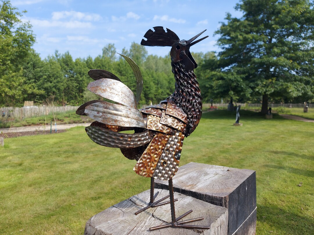 Rooster Statue Made From Recycled Metal, Handmade in Zimbabwe, Rooster ...