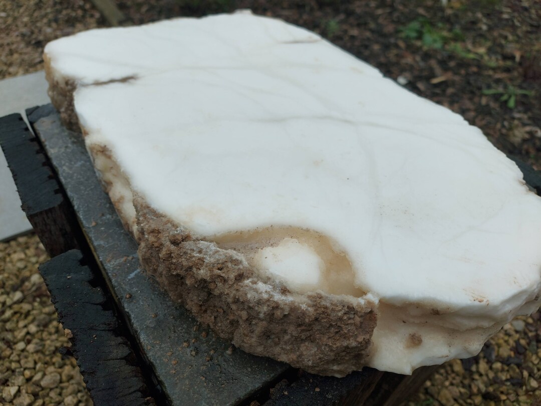 White Alabaster Stone, Piece of Stone for Sculpting,disc White Cloudy ...