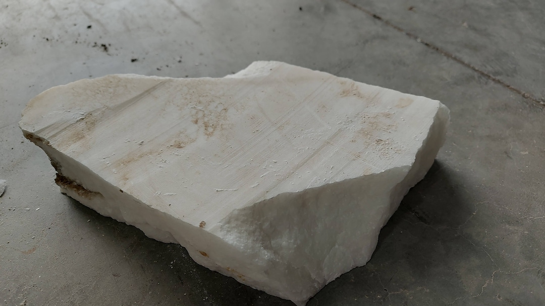 White Alabaster Stone, Piece of Stone for Sculpting,disc White Cloudy ...