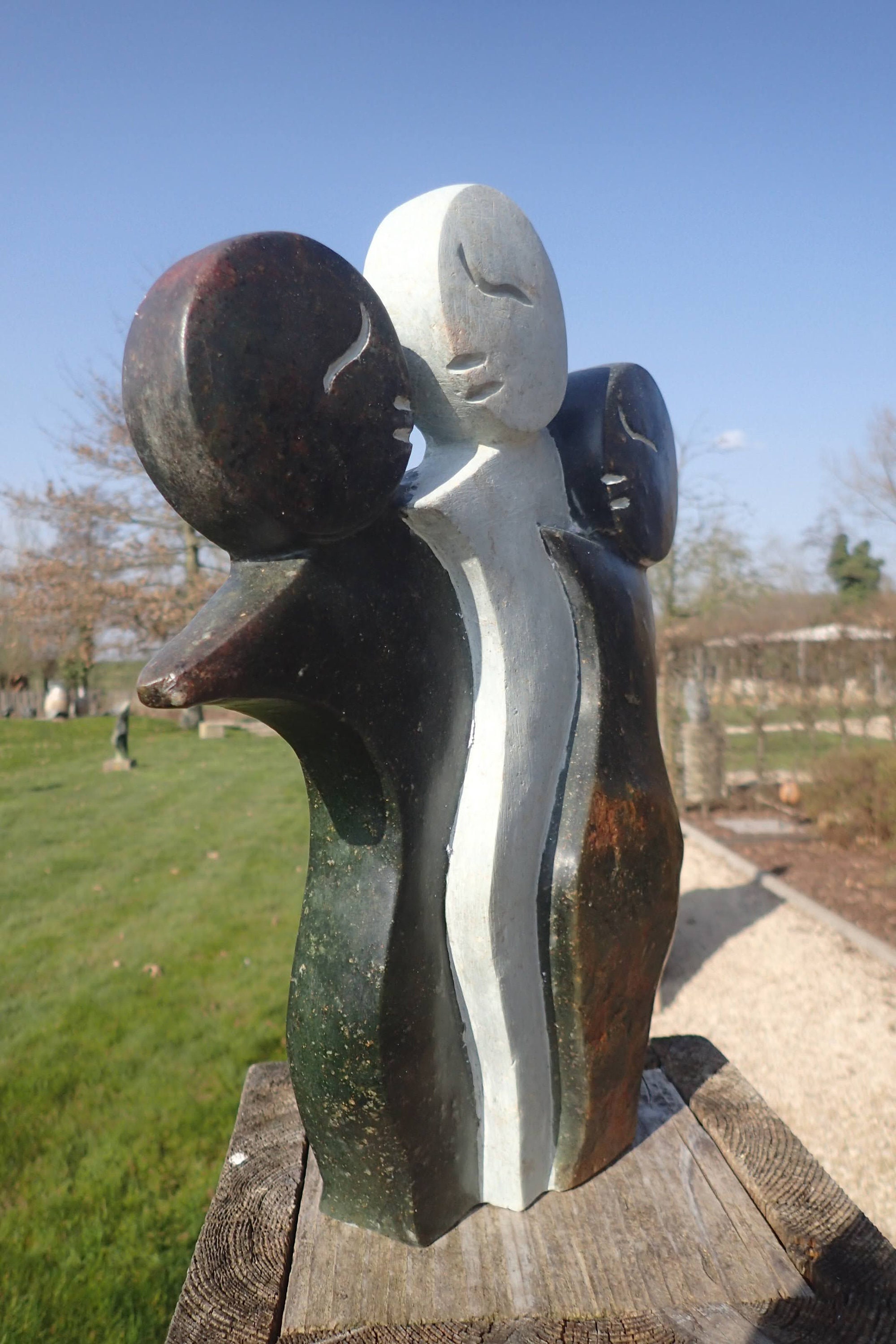Stone Statue, of 3 Friends, Group of People, Symbol Friendship, Stone ...
