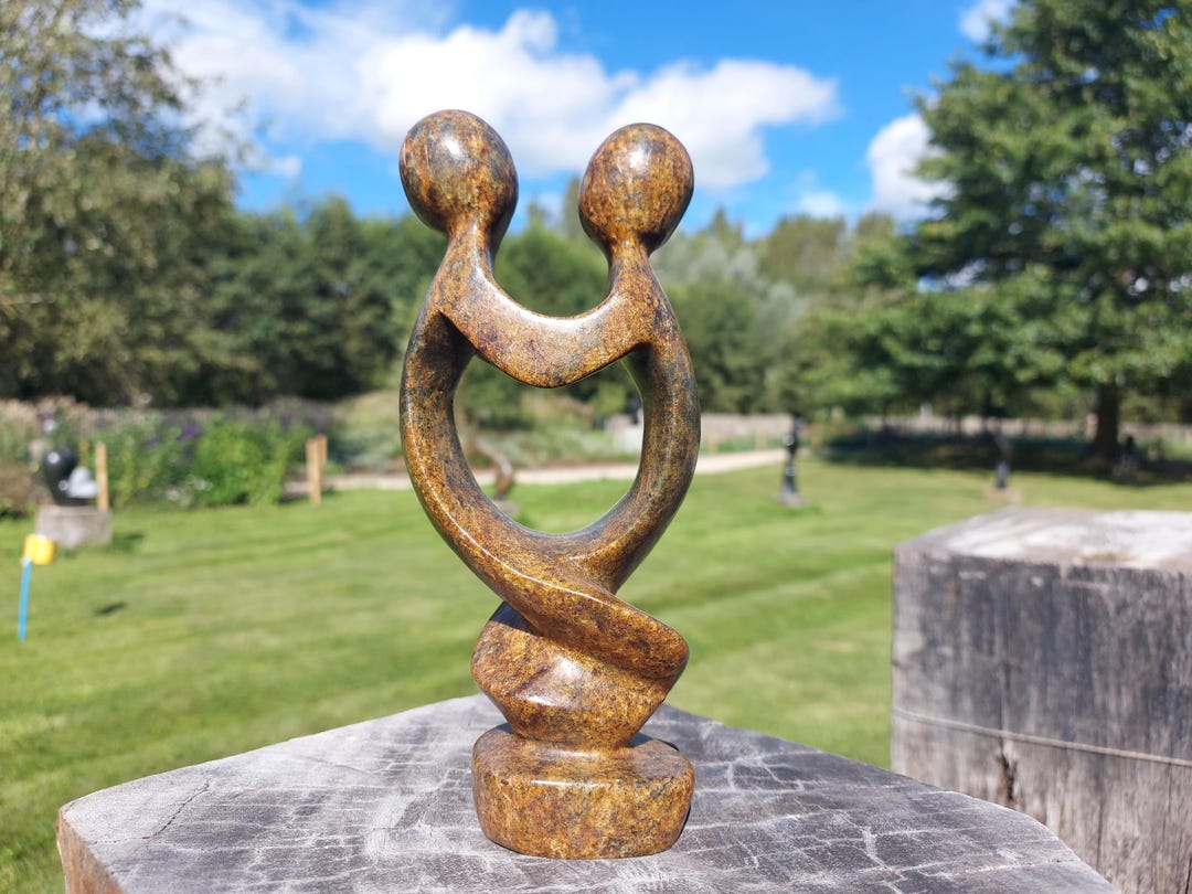 Stone Statue, Couple Handcrafted in a Colourful Serpentine Stone, Made ...