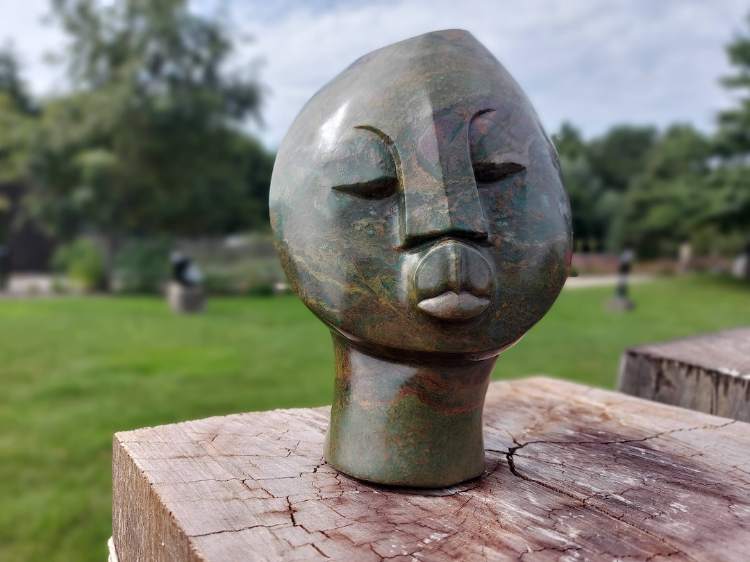 Statue Moonface in Stone, Face Creation, Stone Sculpture, Handcrafted ...