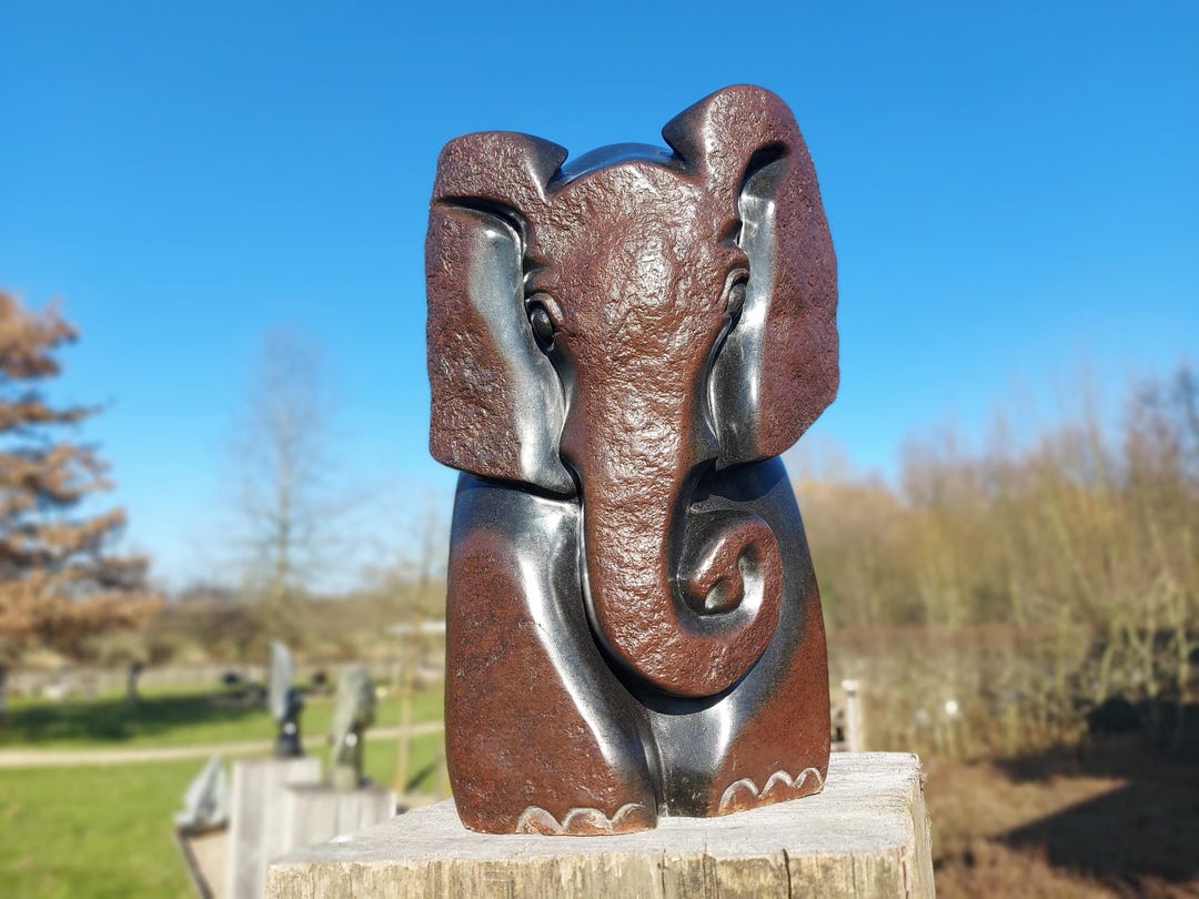 Statue in Stone, Powerful Elephant, Sculpture, Handcrafted in Zimbabwe ...