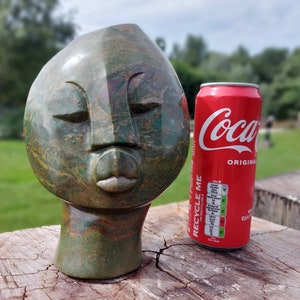 Statue Moonface in Stone, Face Creation, Stone Sculpture, Handcrafted ...